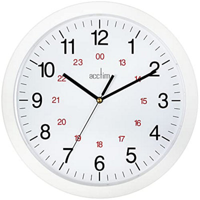 Acctim Metro 12" Wall Clock Quartz 12/24 Hour Dial Easy Read Numbers ...