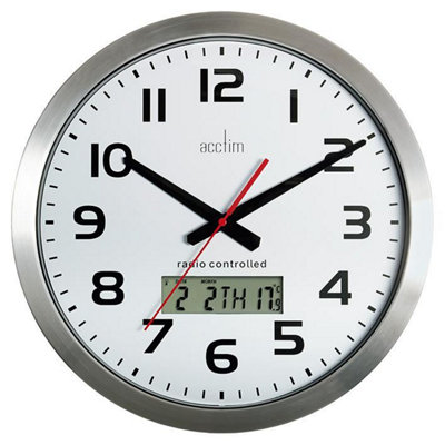 ACCTIM - Radio Controlled Analogue Wall Clock with LCD Display 38cm ...