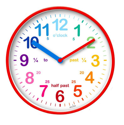Acctim Wickford Kids Teaching Wall Clock Quartz Rainbow Dial Quarter ...