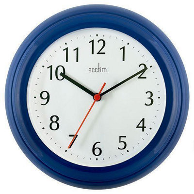 Acctim Wycombe Kitchen Office Quartz Numeric Numbers Wall Clock 22cm 21412 - Blue