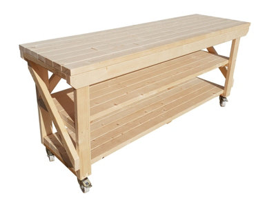 Acorn workbench, kiln-dry work station (H-90cm, D-64cm, L-180cm) double ...