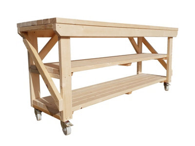 Acorn workbench, kiln-dry work station (H-90cm, D-64cm, L-180cm) double ...