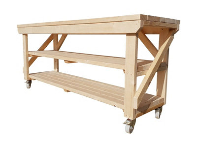 Acorn workbench, kiln-dry work station (H-90cm, D-64cm, L-180cm) double ...