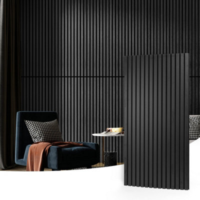 Acoustic Contemporary Matte Black wall panel KIT MDF 2440mm x 600mm