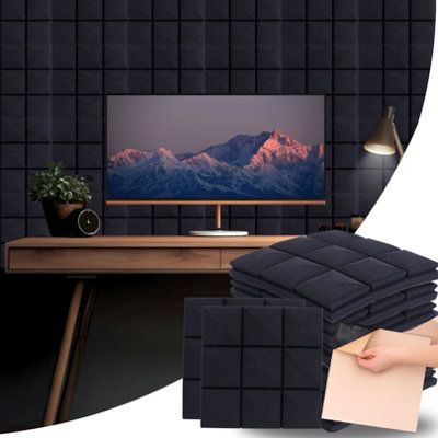 Acoustic Foam Wall Panels Pack of 12 Self-Adhesive (30x30x4.5cm) Peel ...