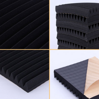Acoustic Foam Wall Panels Pack of 12 Self-Adhesive (30x30x4.5cm) Peel ...