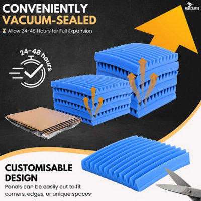 Acoustic Foam Wall Panels Pack of 12 Self-Adhesive (30x30x4.5cm) Peel ...