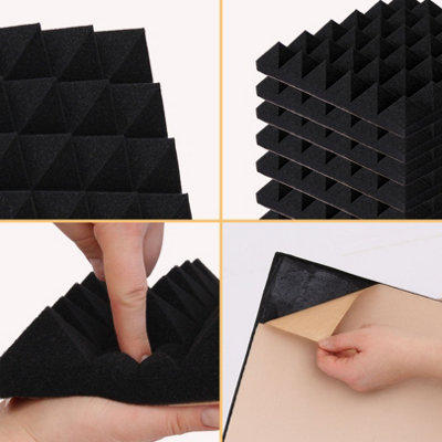 Acoustic Foam Wall Panels Pack of 12 Self-Adhesive (30x30x5 cm) Peel ...