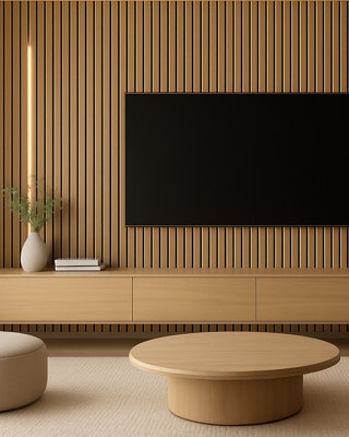 Acoustic panels and Lights bundle. Four Classic Oak slat panels and ...