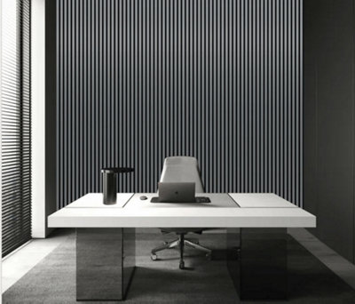 Acoustic Slat Wall Panels Metallic Dark Grey 60 x 240CM Pack of 4 ...