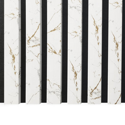 ACOUSTIC WALL PANEL DECORATIVE MARBLE EFFECT(White/Gold) 2400 x 600mm