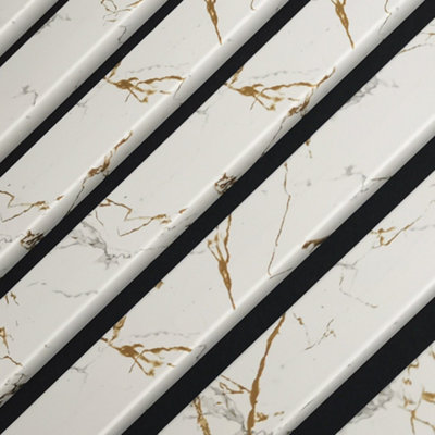 ACOUSTIC WALL PANEL DECORATIVE MARBLE EFFECT(White/Gold) 2400 x 600mm