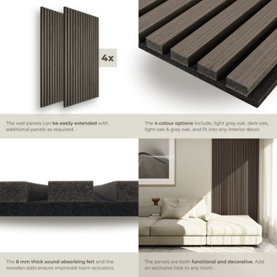 Acoustic Wall Panels with Wood Veneer Slats, Thick Felt and Easy to ...