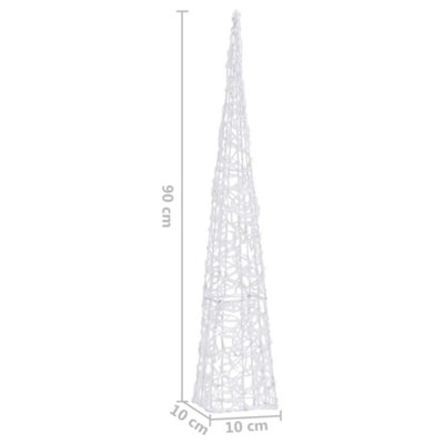 Acrylic Decorative LED Light Cone Cold White 90 cm