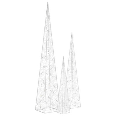 Acrylic Decorative LED Light Cone Set Blue 60/90/120cm