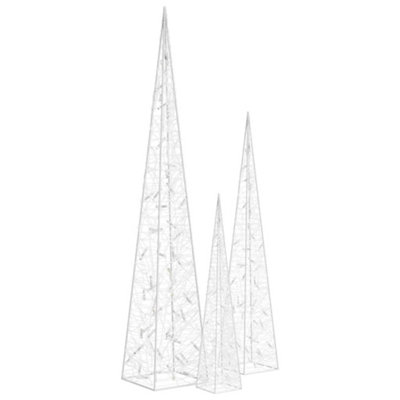 Acrylic Decorative LED Light Cone Set Multicolour 60/90/120cm