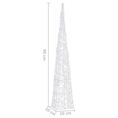 Acrylic Decorative LED Light Cone Warm White 90 cm