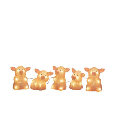 Acrylic light set Cute Pigs, pink, 5pcs/set, 5x8 LED, IP44