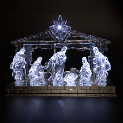 Acrylic Light Up Nativity Scene 30X9X21.5CM