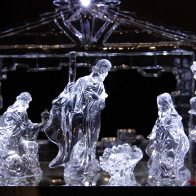 Acrylic Light Up Nativity Scene 30X9X21.5CM