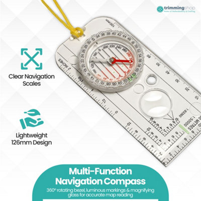 Acrylic Navigation Compass, Map Reading Waterproof Orienteering Compass ...