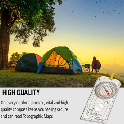 Acrylic Navigation Compass, Map Reading Waterproof Orienteering Compass Scout