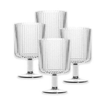 Acrylic Plastic 15oz Ribbed Drinking Goblet - Stacking Wine Glasses ...