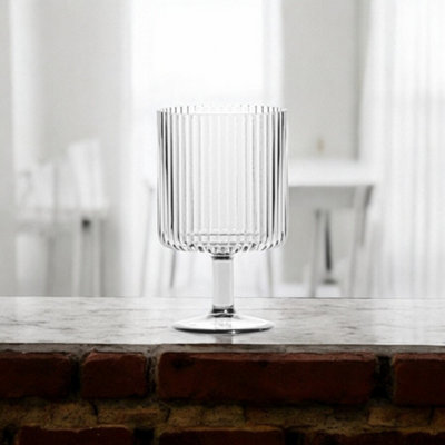 Acrylic Plastic 15oz Ribbed Drinking Goblet - Stacking Wine Glasses ...