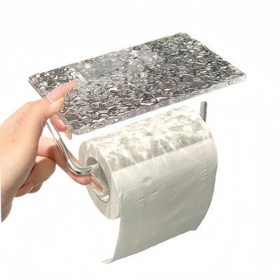 Acrylic Toilet Paper Holder with Wavy Design and Shelf Wall Screw Mount ...