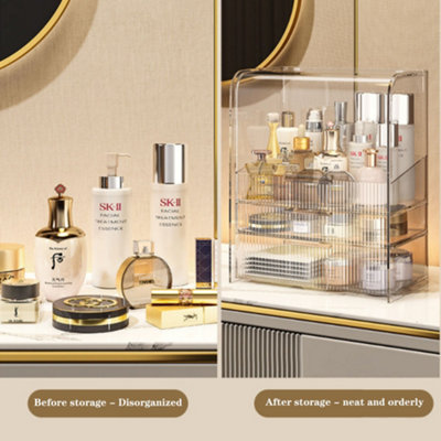 Acrylic Transparent 3-Drawer Makeup Organiser Cosmetic Display Cases ...