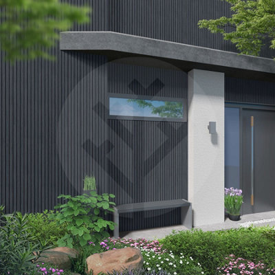 Acupanel Black Exterior Composite Wood-Effect Slat Wall Panels 2 x ...