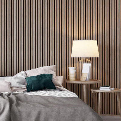 Acupanel Contemporary Walnut Wood Slat Wall Panel (Non-Acoustic) 240cm ...