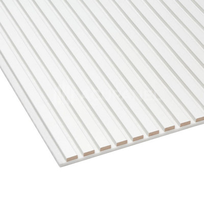 Acupanel Contemporary White Wrapped Acoustic Slat Wall Panel 240cm x ...