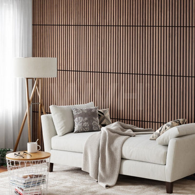 Acupanel Square Walnut Acoustic Slat Wood Wall Mini Panel 60cm x 60cm ...
