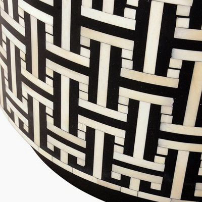 Ada End Table - Bone Inlay - L45 x W45 x H50 cm - Black & White