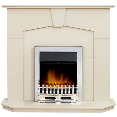 Adam Abbey Fireplace in Stone Effect with Blenheim Electric Fire in ...
