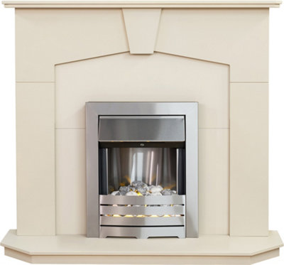 Adam Abbey Fireplace in Stone Effect with Helios Electric Fire in ...