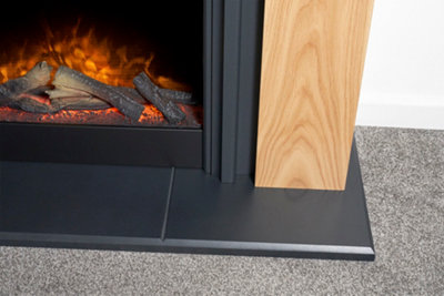 Adam Burlington Electric Fireplace Suite in Oak & Charcoal Grey, 44 Inch