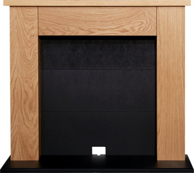 Adam Chester Electric Stove Fireplace in Oak & Black, 39 Inch
