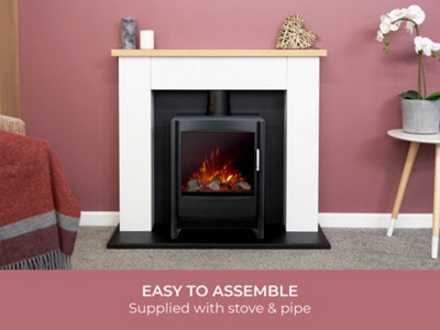 Adam Chester Fireplace in Pure White with Sureflame Keston Electric ...