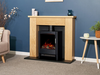 Adam Chester Stove Fireplace in Oak & Black with Sureflame Keston ...