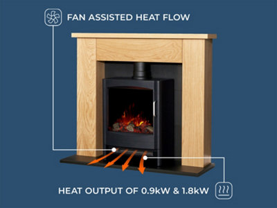 Adam Chester Stove Fireplace in Oak & Black with Sureflame Keston ...