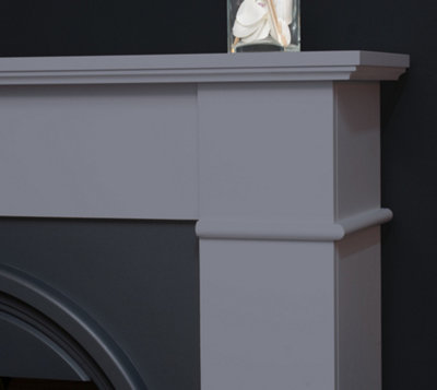 Adam Chesterfield Electric Fireplace Suite in Grey & Charcoal Grey, 44 Inch