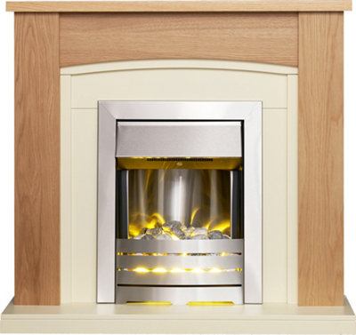 Adam Chilton Fireplace in Oak & Cream with Helios Electric Fire in ...