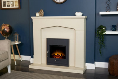 Adam Cotswold Fireplace in Stone Effect with Oslo Electric Inset Stove ...