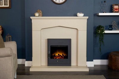 Adam Cotswold Fireplace in Stone Effect with Oslo Electric Inset Stove ...