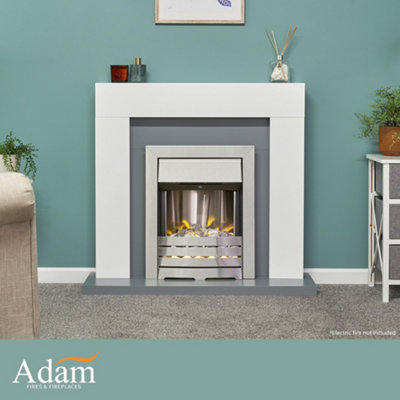 Adam Dakota Fireplace in Pure White & Grey, 39 Inch