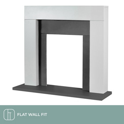 Adam Dakota Fireplace in Pure White & Grey, 39 Inch