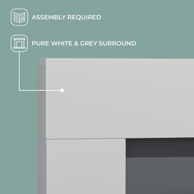 Adam Dakota Fireplace in Pure White & Grey, 39 Inch