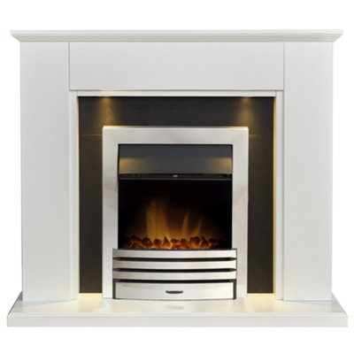 Adam Eltham Fireplace in Pure White & Black with Downlights & Eclipse ...